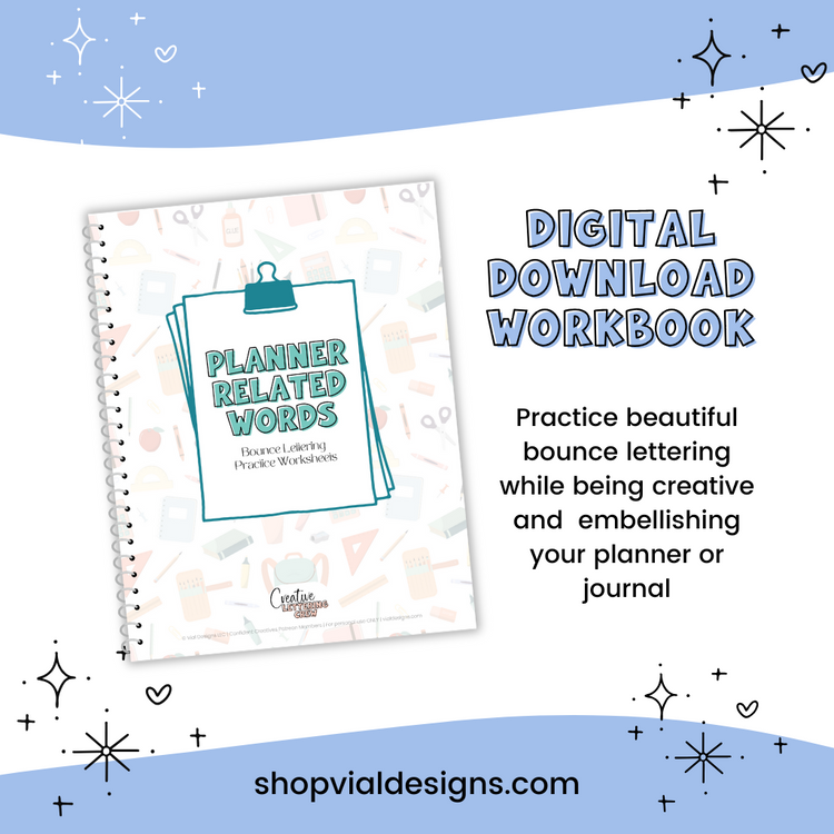 Bounce Lettering Practice Worksheets – 100+ Planner Words to Perfect ...