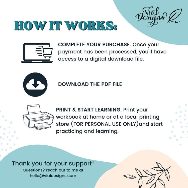 Easy Floral Doodles Workbook | Step-by-step flower doodles – Vial Designs